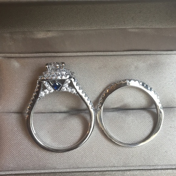 Jewelry | 2pcs 925 Silver Engagement Ring Wedding Band Set | Poshmark